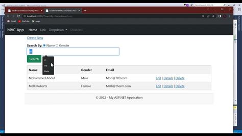 asp mvc tutorials implement search functionality in asp mvc youtube