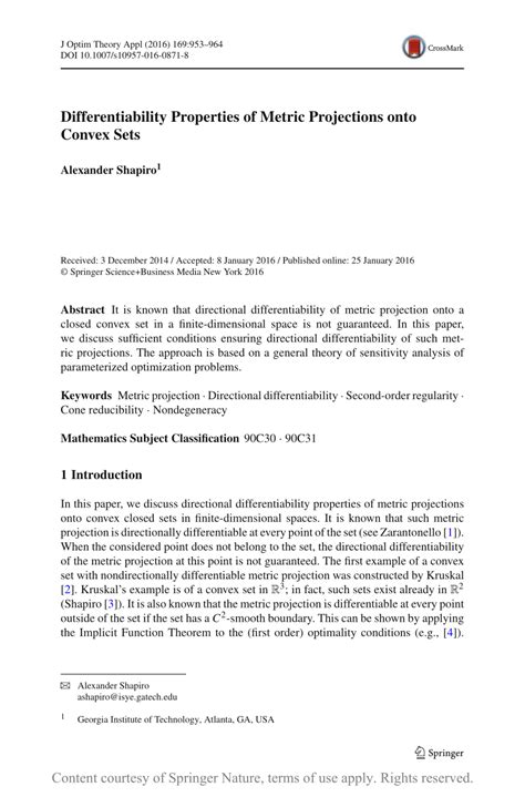 differentiability properties of metric projections onto convex sets