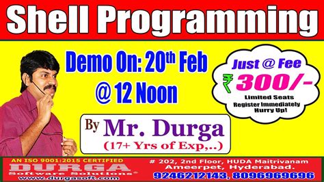 Shell Programming Offline Training On 20th Feb 12Noon By Mr DURGA