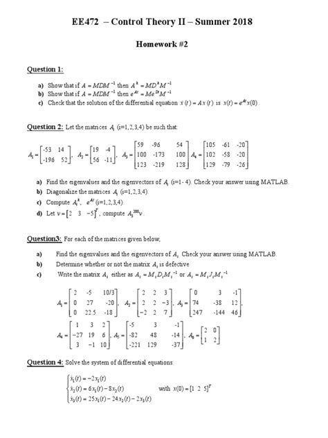 hw2 pdf pdf eigenvalues and eigenvectors mathematical objects