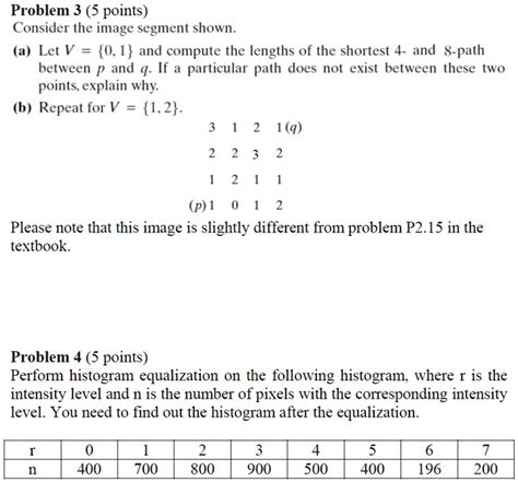 solved problem 3 5 points consider the image segment shown a let v 0 1 and compute the