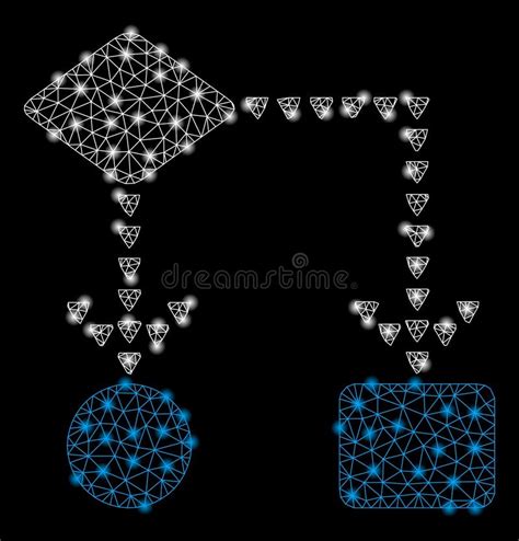 bright mesh carcass algorithm flowchart with flare spots stock vector illustration of network