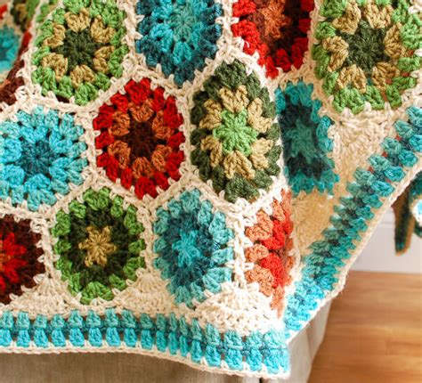 Granny Hexagon Crochet Edging Petals To Picots