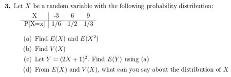 solved let x be a random variable with the following