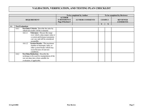 validation verification and testing plan checklist in word and pdf formats page 7 of 9