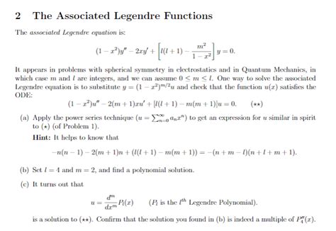 solved 4 1 1 2 the associated legendre functions the