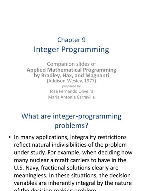 09 0 integer programming pdf pdf linear programming mathematical optimization
