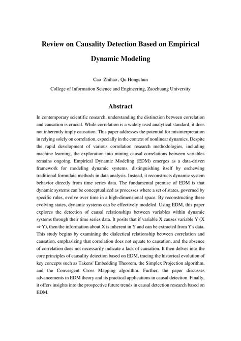 pdf review on causality detection based on empirical dynamic modeling