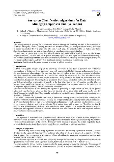 survey on classification algorithms for data mining comparison and evaluation pdf