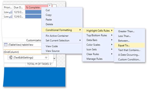 conditional formatting menu wpf controls devexpress d