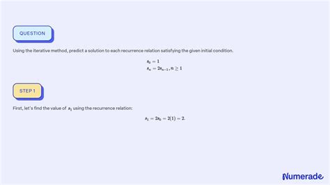 solved using the iterative method predict a solution to each recurrence relation satisfying the