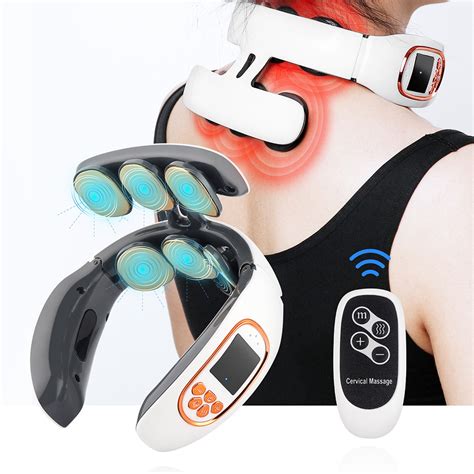 Smart Electric Neck And Back Pulse Massager 6 Heads Tens Wireless Heat Cervical Vertebra Relax