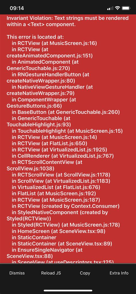 Invariant Violation In React Native Text Strings Must Be Rendered Within A Component Stack