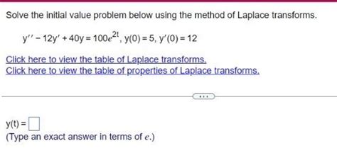 Solved Solve The Initial Value Problem Below Using The Chegg
