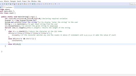 program to count the number of vowels consonants digits and space using java youtube