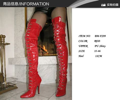 Sexy Red Lace Up Extreme High Heel Boots Stilleto Boots 12cm High Heels Sm Sexy Fetish Boots