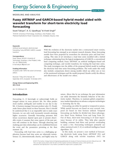 pdf fuzzy artmap and garch based hybrid model aided with wavelet transform for short term