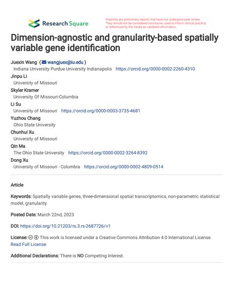 pdf dimension agnostic and granularity based spatially variable gene identification