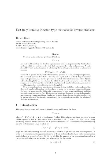 pdf fast fully iterative newton type methods for inverse problems