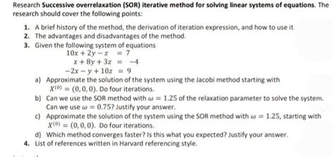 solved research successive overrelaxation sor iterative