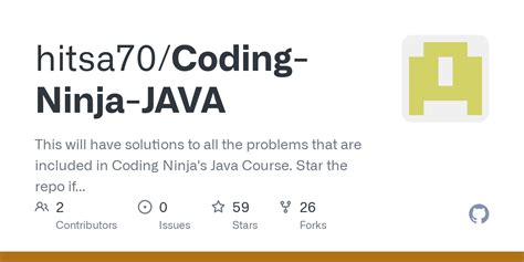 Github Hitsa Coding Ninja Java This Will Have Solutions To All The