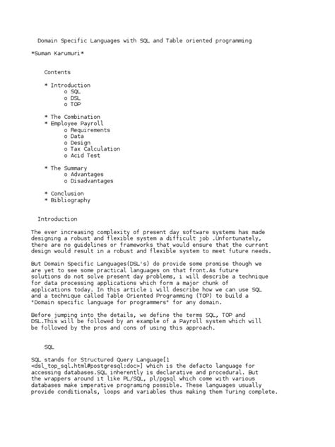 domain specific languages with sql using table oriented programming pdf sql payroll