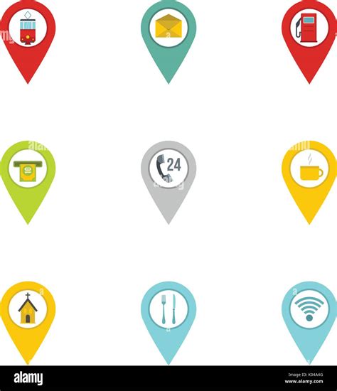 Gps Pins Icon Set Flat Style Stock Vector Image Art Alamy