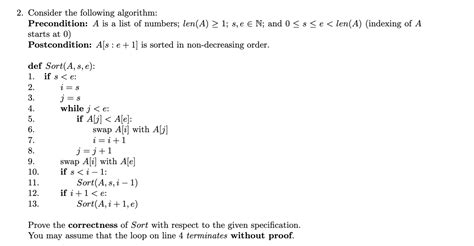 solved 2 consider the following algorithm precondition a