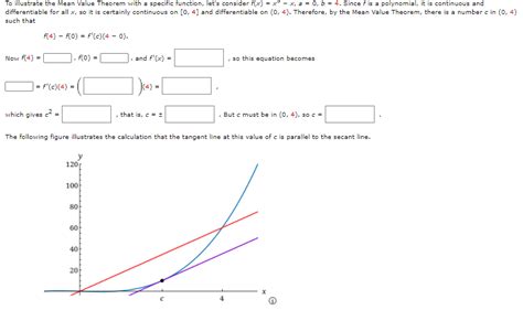 solved to illustrate the mean value theorem with a specific
