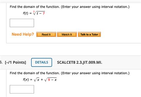 solved find the domain of the function enter your answer