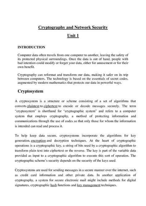 cryptography and network security unit 1 cryptography and network security unit 1 introduction