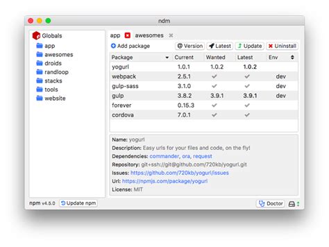 how to list npm user installed packages gang of coders