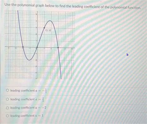 solved use the polynomial graph below to find the leading coefficient of the polynomial