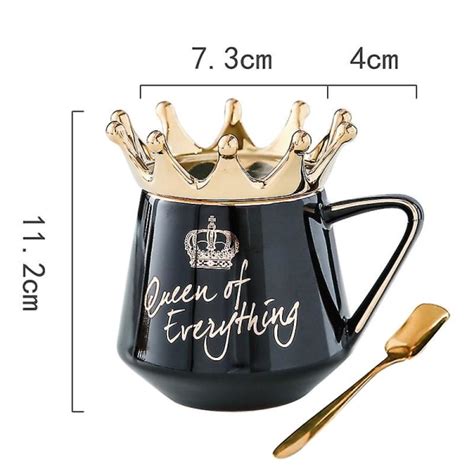 Drottning Av Allt Mugg Med Kronlock Och Sked Keramisk Kaffekopp Present Till Flickvän Fru Black