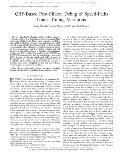 pdf qbf based post silicon debug of speed paths under timing variations mehdi shakeri