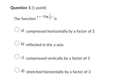Solved The Function Y 2log31x Is A Compressed Horizontally Chegg