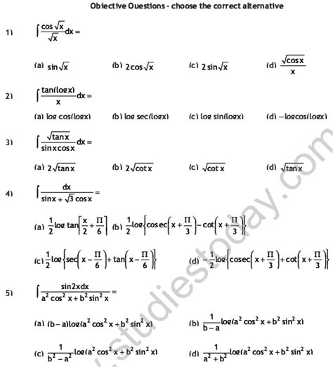 cbse class 12 mathematics hots integration