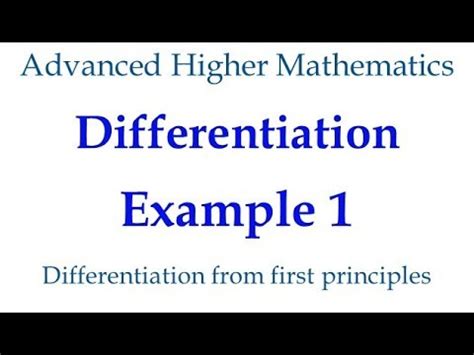 Differentiation Example 1 Differentiation From First Principles YouTube