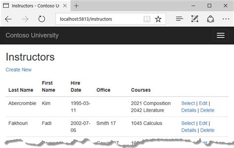 tutorial read related data asp mvc with ef core microsoft learn