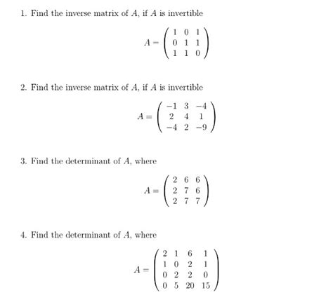 solved 1 find the inverse matrix of a if a is invertible