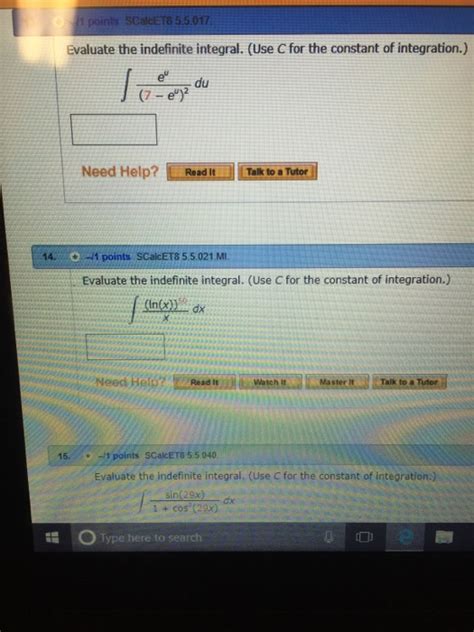 solved evaluate the indefinite integral use c for the