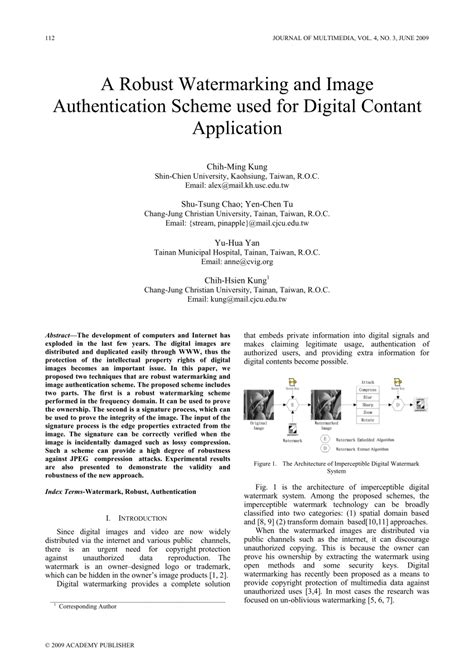 pdf a robust watermarking and image authentication scheme used for digital contant application