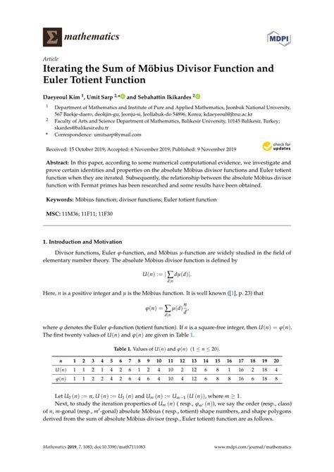 pdf iterating the sum of möbius divisor function and euler totient function