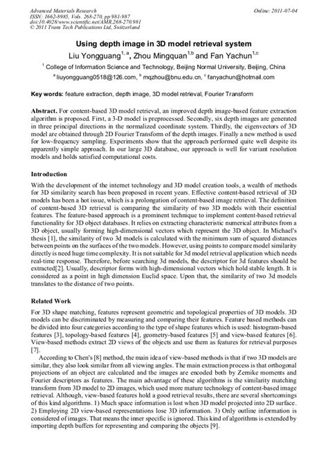 using depth image in 3d model retrieval system scientific