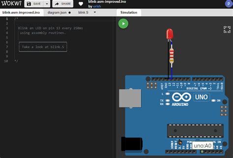 Arduino Simulator Online Assembly Coding On Arduino Blink An LED