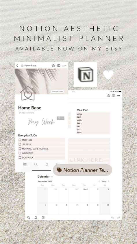 Notion Dashboard Planner Beautiful Minimalist Notion Planner Template