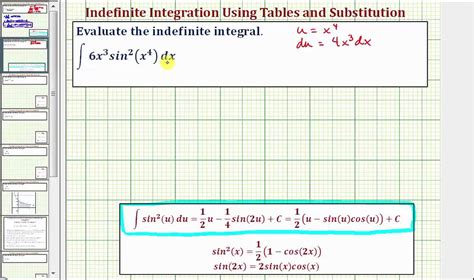 ex evaluate a indefinite integral integration tables and substitution sin 2 x n youtube