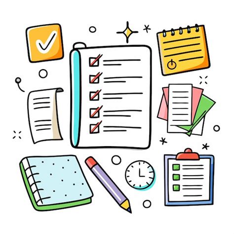 Colorful Checklist Illustration Paper With Pen And Notebook Task