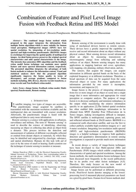 pdf combination of feature and pixel level image fusion with feedback retina and ihs model