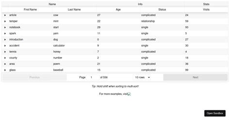 React Table Sub Components Forked Codesandbox